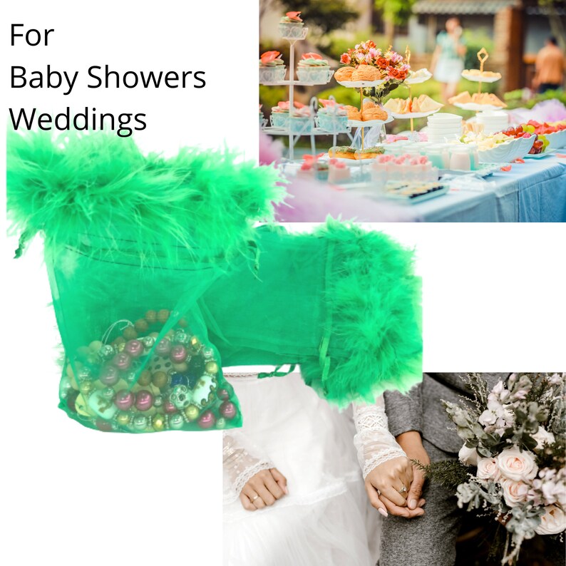 Organza Bags Drawstring Feather Pouches Fur Wedding Christmas - Etsy