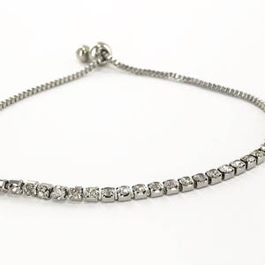 Rhinestone Bangle Bracelet Wedding Bracelet Bridal Bracelet Single Row ...