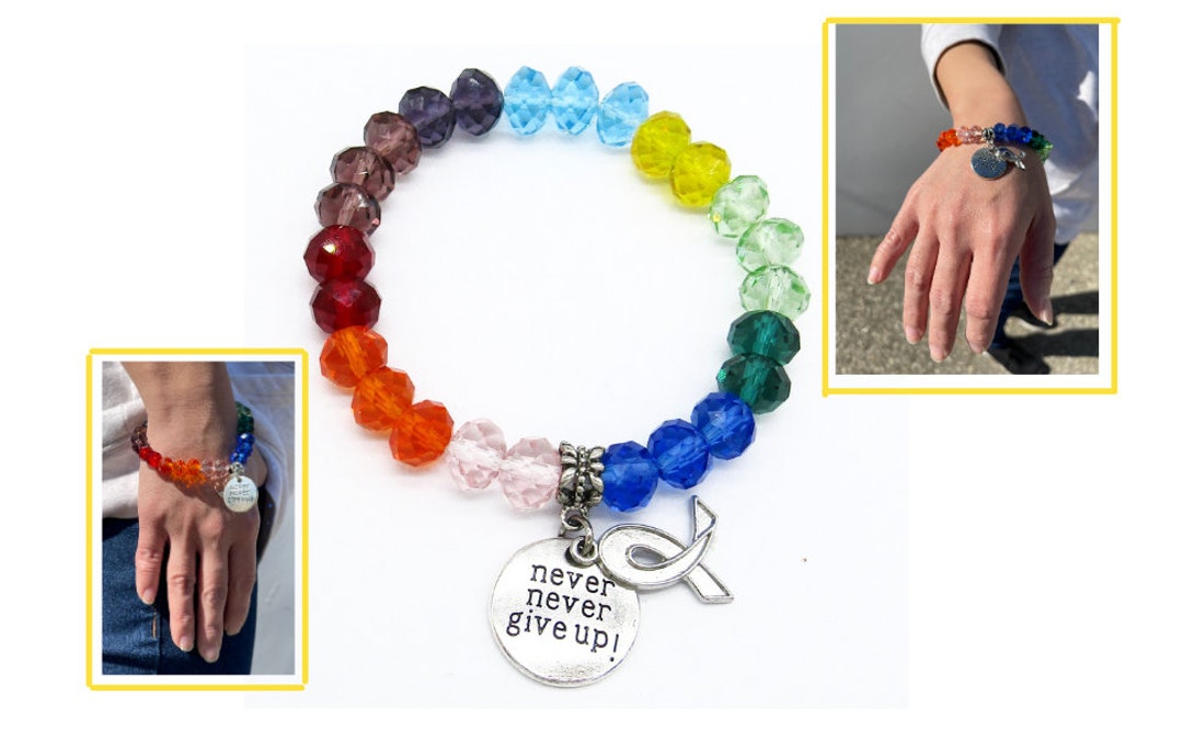 Cancer Awareness Bracelet - Rainbow Bracelet - Charm Bracelets for ...