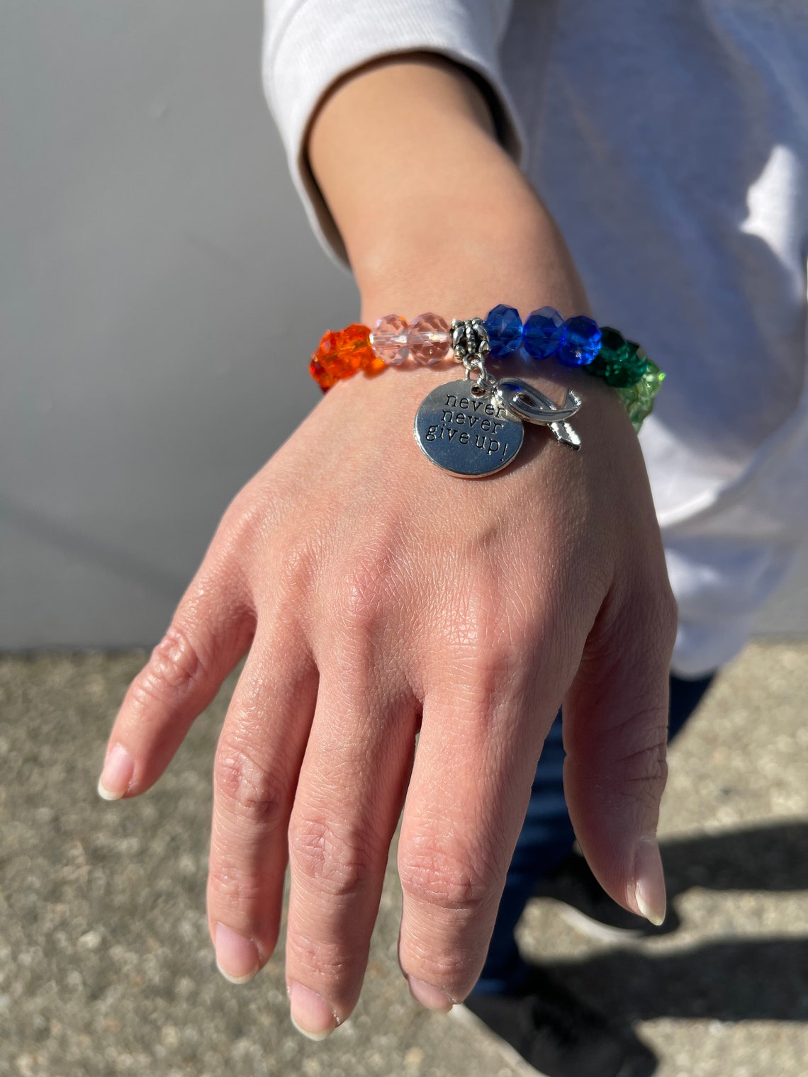 Cancer Awareness Bracelet - Rainbow Bracelet - Charm Bracelets for ...