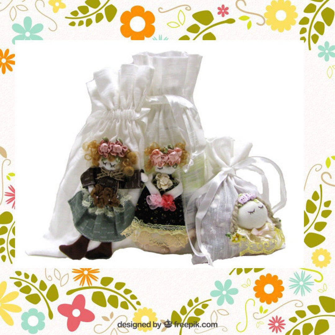 Doll Pouches Drawstring Pouch Handmade Cotton Pouch Bag Dolls Party ...