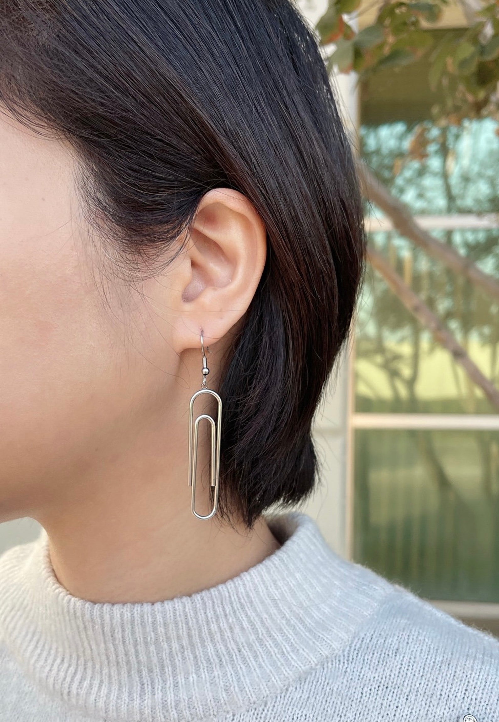 Paperclip Earrings Chunky Earrings Wire Dangle Earrings - Etsy