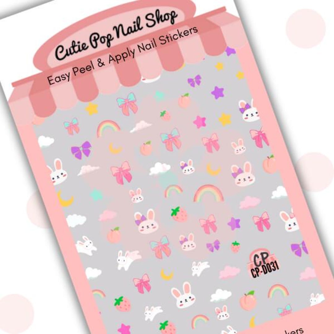Dreamy Bunny | Kawaii Nail Stickers| Self-adhesive| Cute Bunny Cloud ...