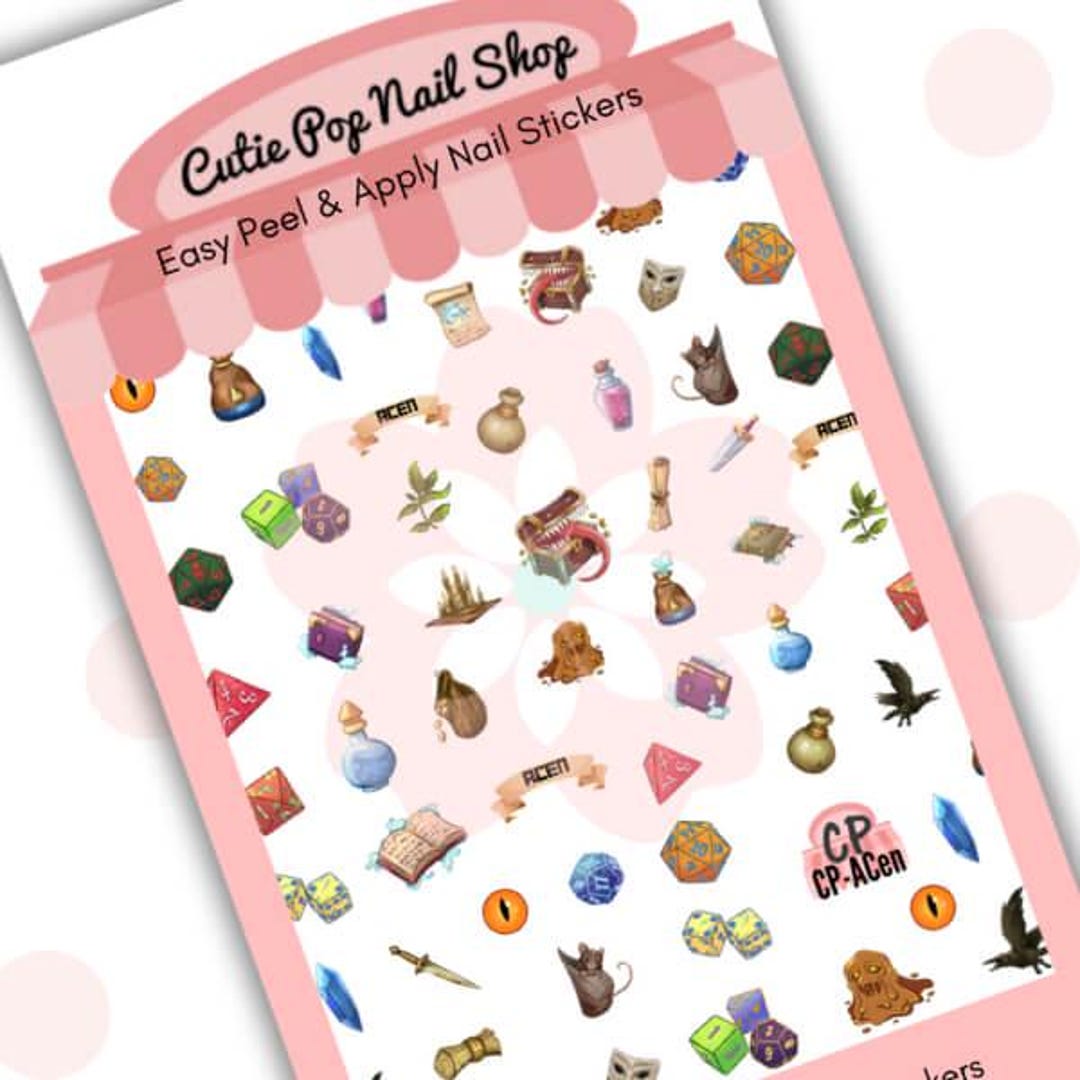 Kawaii Nail Stickers| Self-adhesive| Halloween| RPG | Dungeons and ...