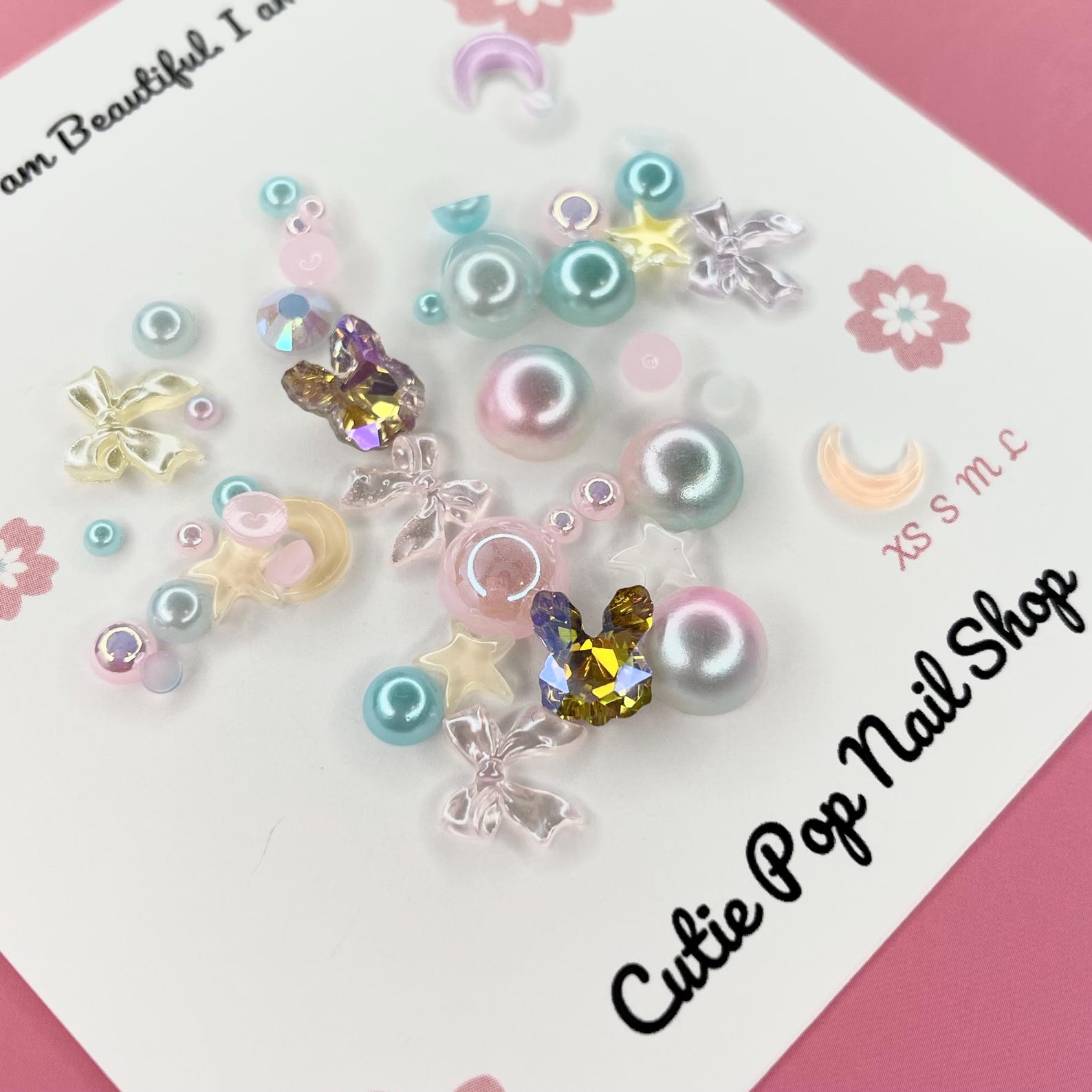 Pastel Bunny Nail Charms: Kawaii Rhinestone, Pearl & Bows - Etsy