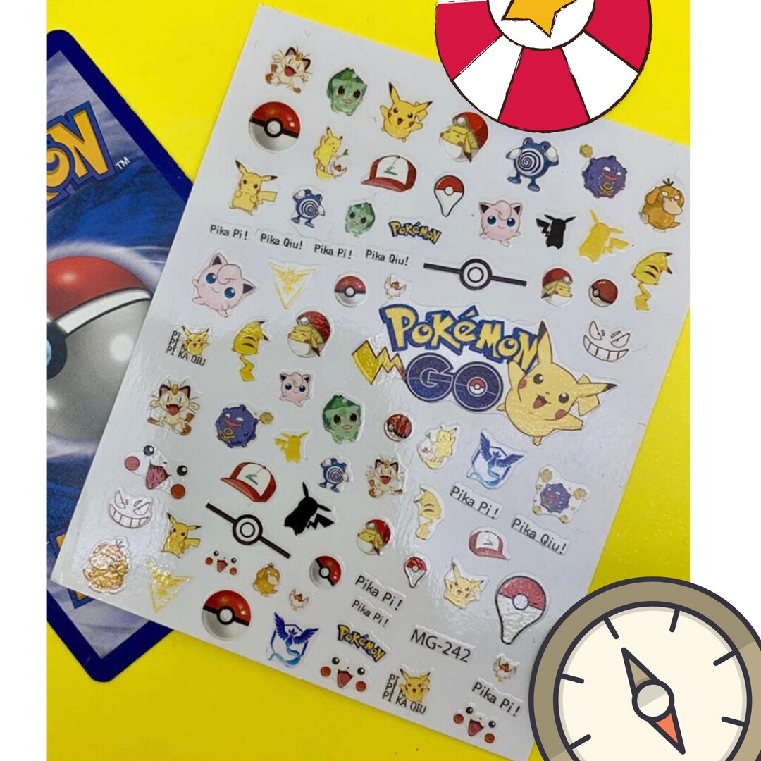 Pokemo Nail Decals| Cartoon|kids Stickers | Poke Go| Self Adhesive ...