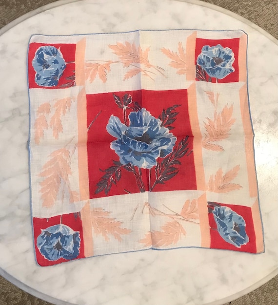 Vintage red handkerchief pink - Gem