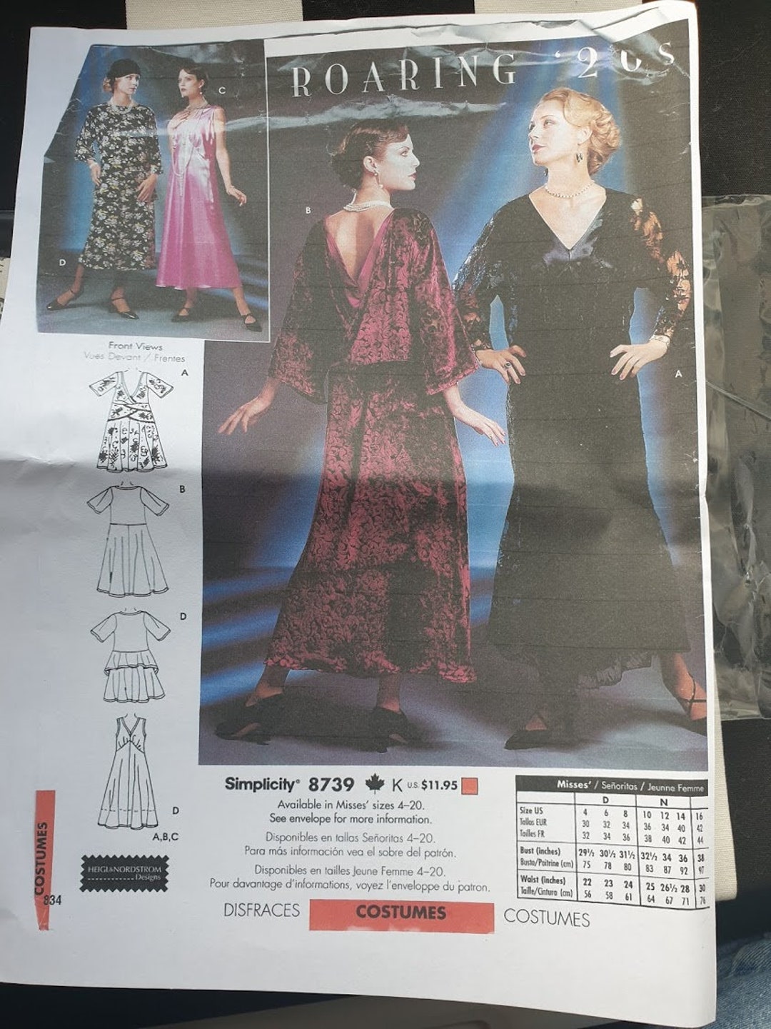 Simplicity 1920's Costume Pattern 8739, Uncut, Size 10 14 - Etsy UK