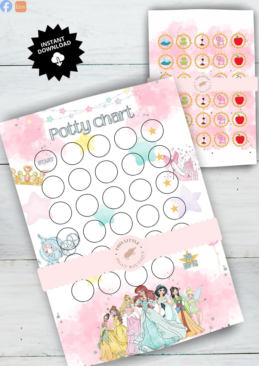 Princess Potty Chart & Potty Stickers - Etsy
