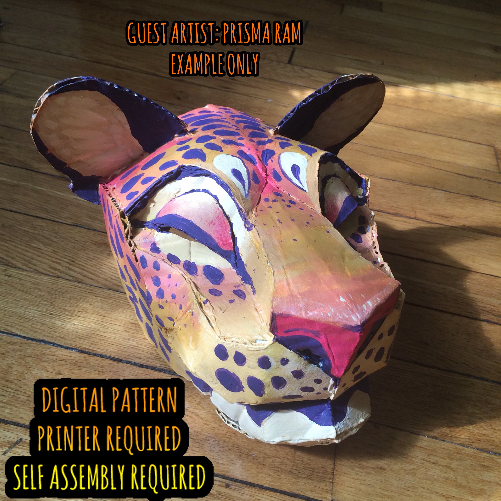 Big Cat Low Poly Mask Pattern for Cardboard or EVA Foam - Etsy
