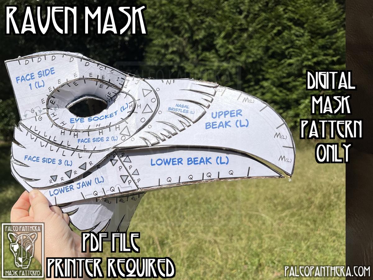 Raven Low Poly Mask Pattern - Etsy