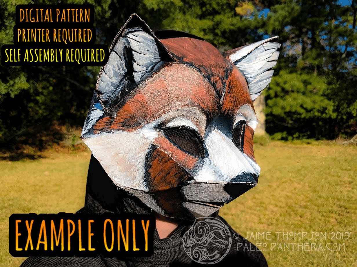 Red Panda Low Poly Mask Pattern for Cardboard or EVA Foam | Etsy