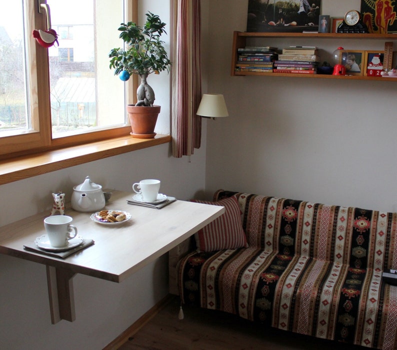 Handmade Solid Oak Drop Leaf Wall Table: Space Saving Murphy Desk - Etsy
