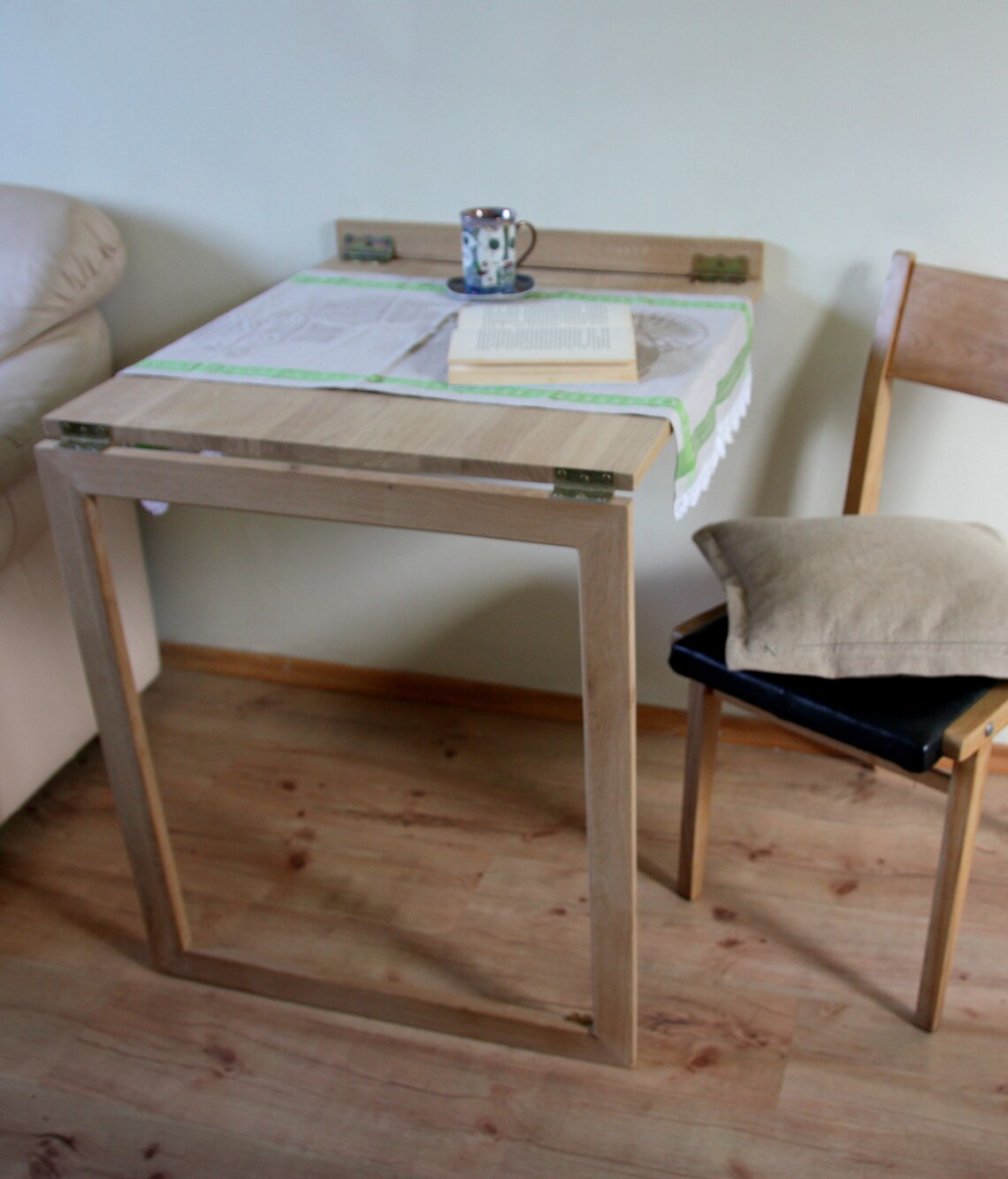 Wall Mounted Drop Down Desk, Picture Frame, Natural Oak, Handmade - Etsy