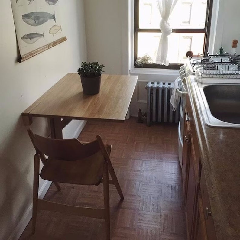 Handmade Solid Oak Drop Leaf Wall Table: Space Saving Murphy Desk - Etsy