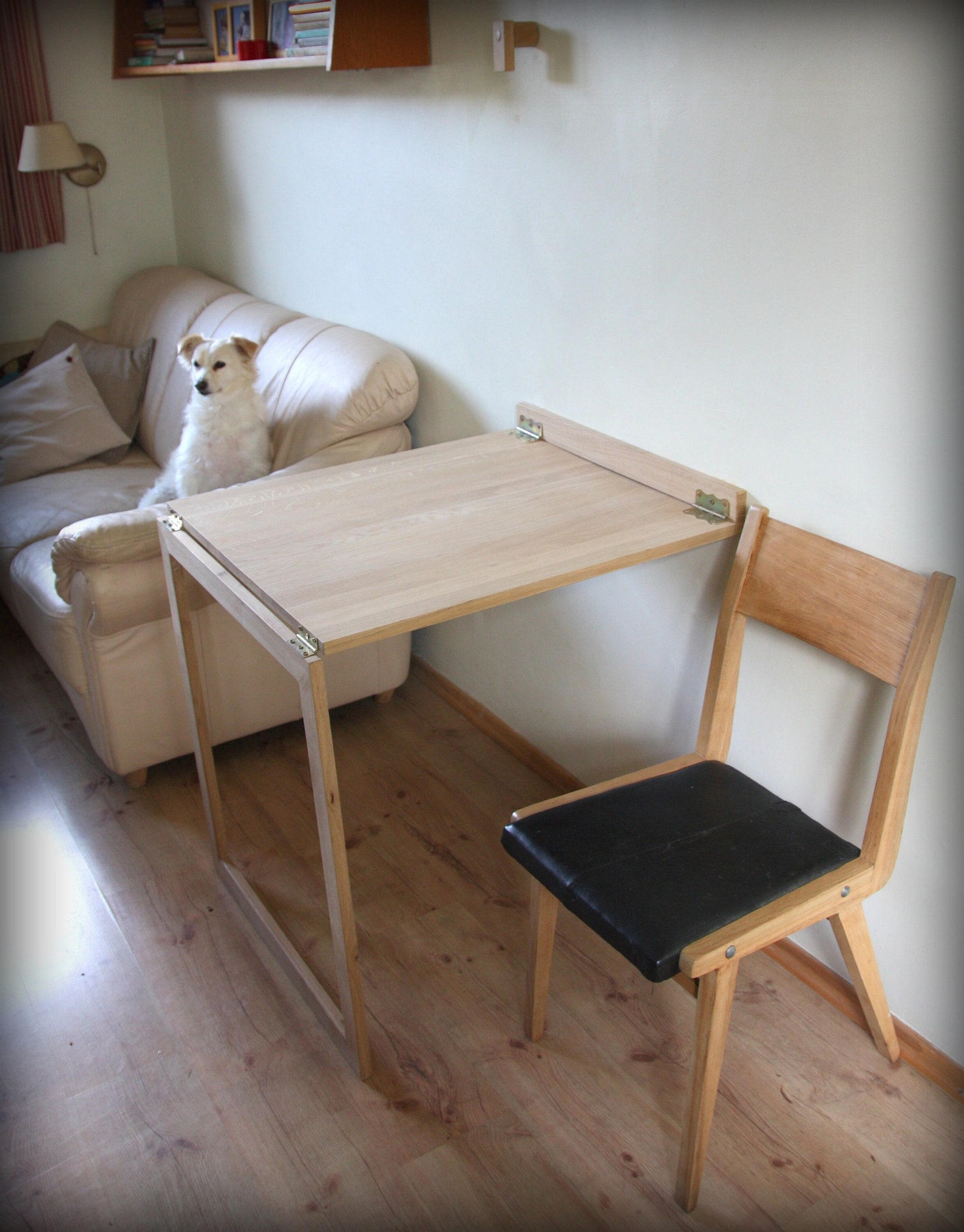 Wall Mounted Drop Down Desk, Picture Frame, Natural Oak, Handmade - Etsy