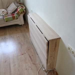 Wall Folding Table in Solid Oak Above a Radiator Wall Mounted Drop Leaf ...
