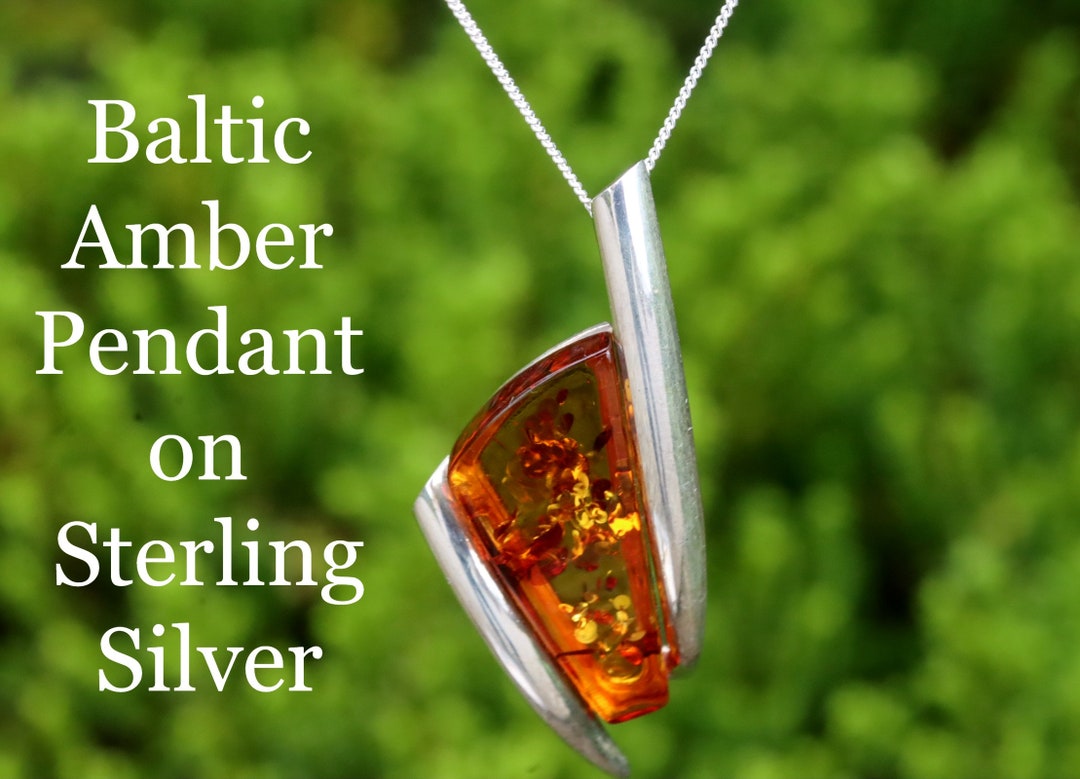Baltic Amber Pendant Symbol for Luck / Baltic Amber Pendant on Sterling ...