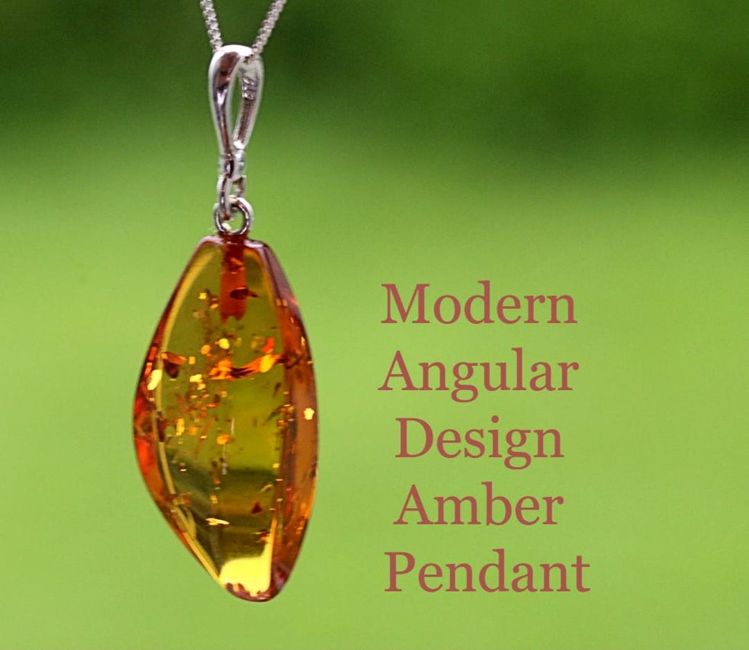 Hand Shaped Baltic Amber Teardrop Pendant | Clear Light Amber Gem ...
