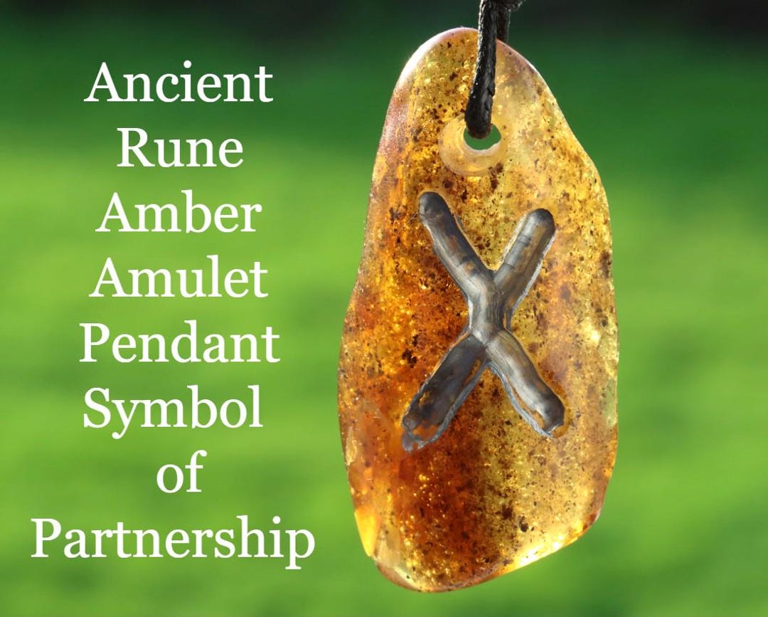 Ancient Rune Amulet Pendant Symbol of Partnership / Baltic Amber Resin ...