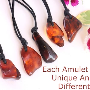 Amber Amulet Gift for Wellness / Natural Jewelry / Polished Tumbled Gem ...