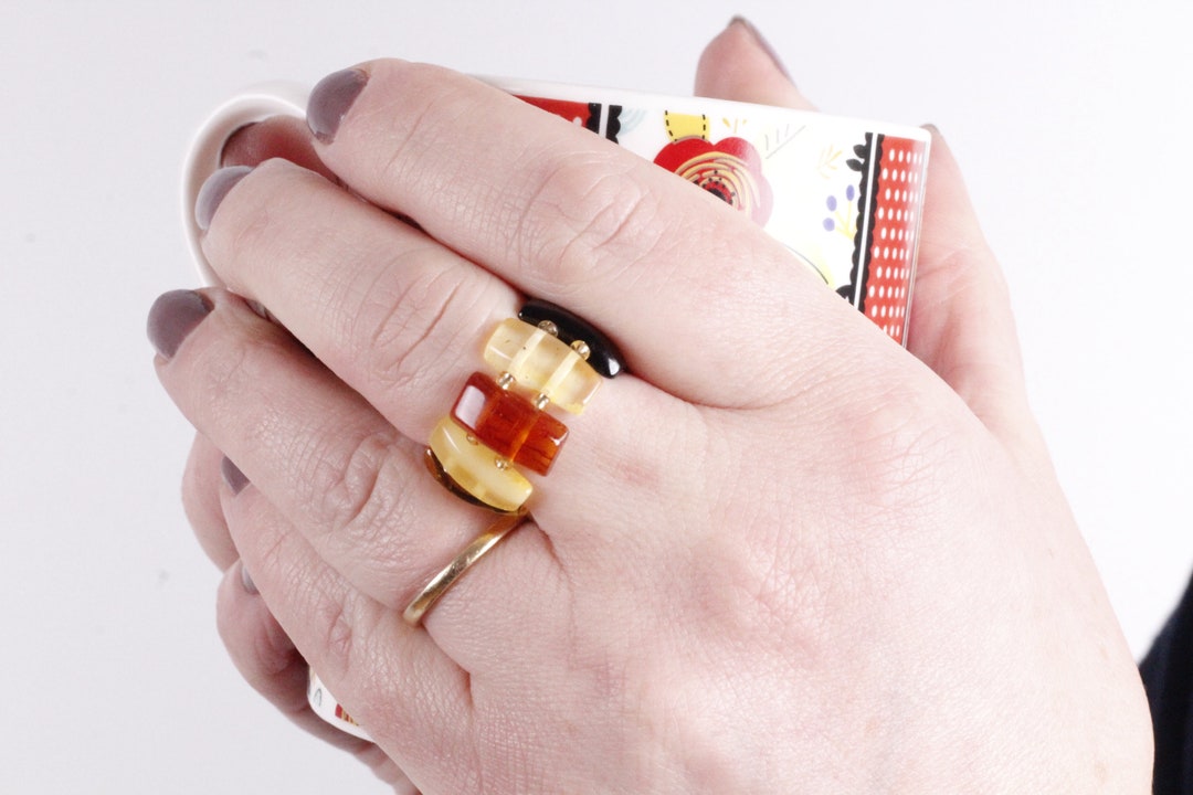 Elastic Amber Ring, Baltic Amber Ring, Natural Gemstone Ring ...