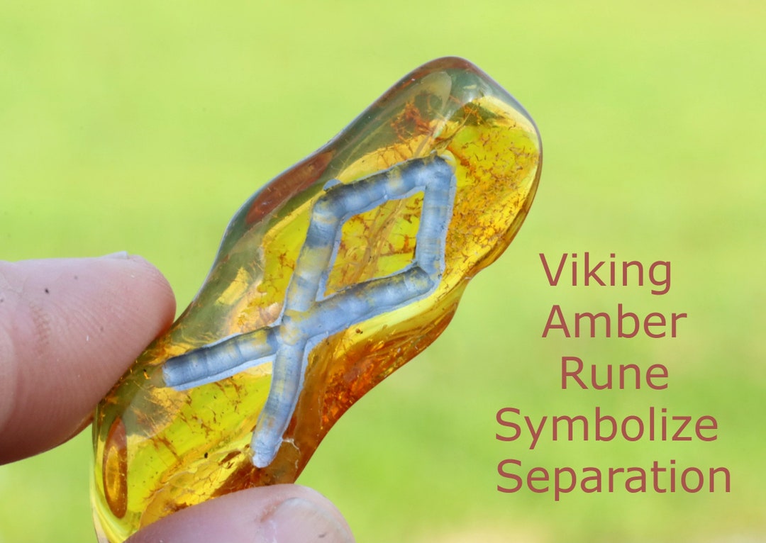 Viking Amber Rune Symbolize Separation / Baltic Amber Gemstone Worry ...