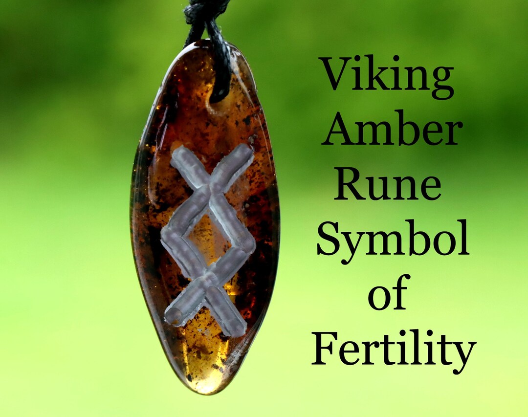 Viking Amber Rune Symbol of Fertility Healing Energy Amber Gemstone ...