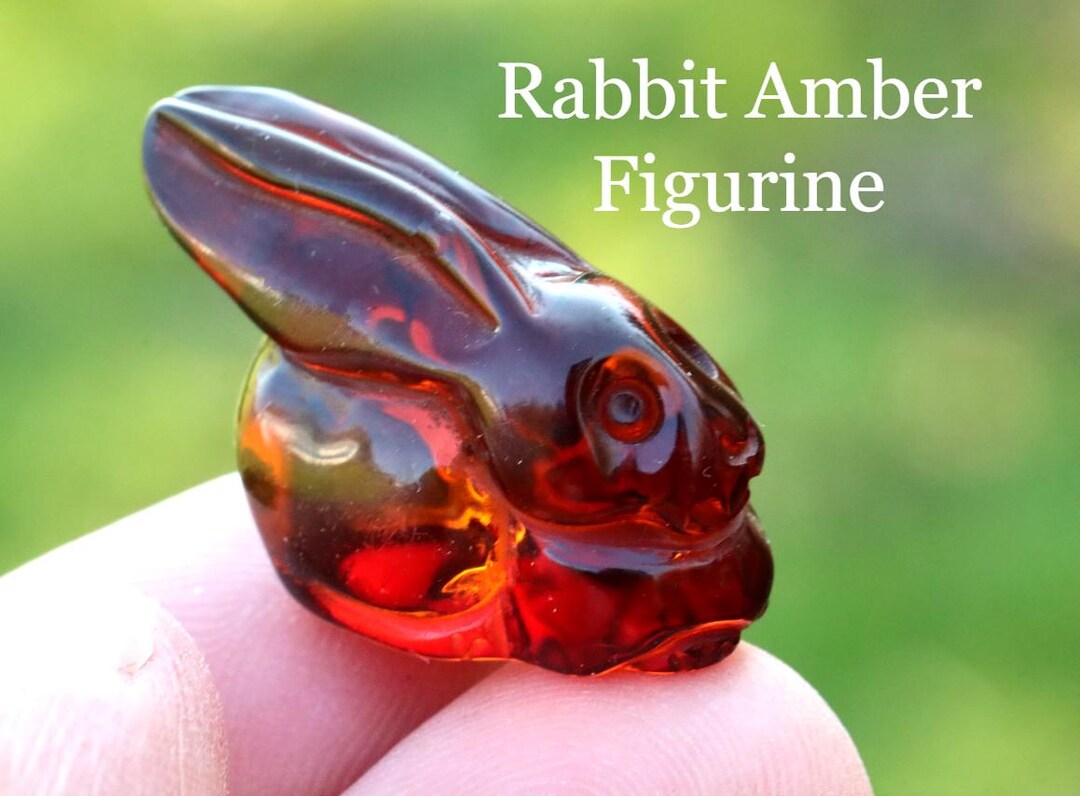 Hand-carved Baltic Amber Rabbit Figurine | Natural Bunny Miniature ...