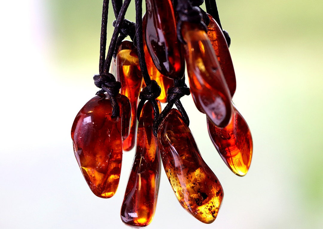 Amber Amulet Gift for Wellness / Natural Jewelry / Polished Tumbled Gem ...