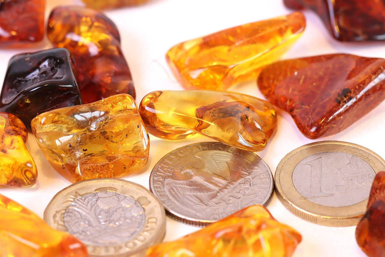 10 pieces Amber Tumbled Stone / Polished Amber Gems / Average | Etsy