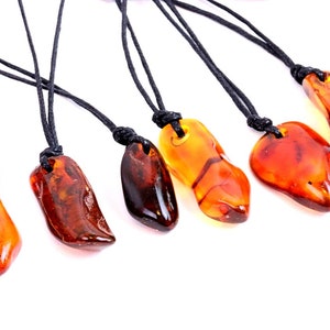 Amber Amulet Gift for Wellness / Natural Jewelry / Polished Tumbled Gem ...