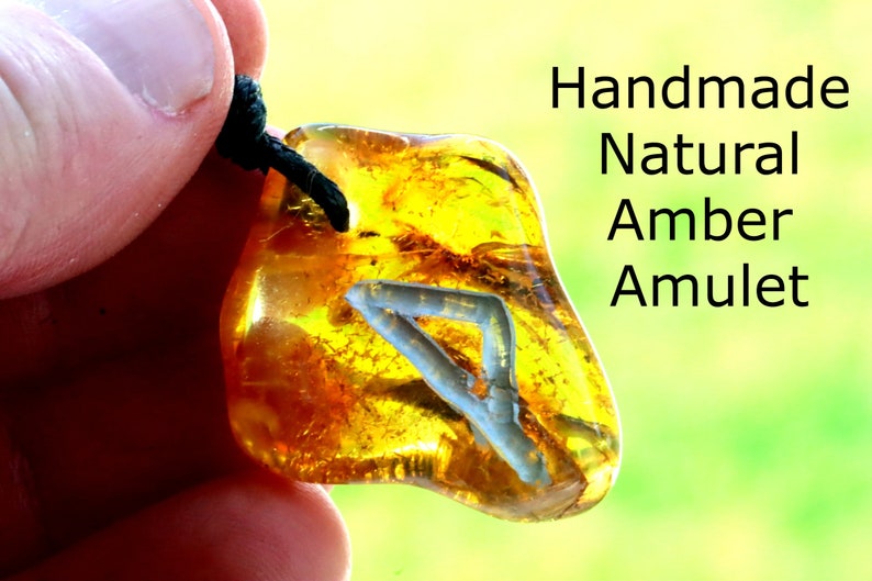 Viking Rune Amulet Pendant – Symbol of Joy – Handcrafted Baltic Amber ...