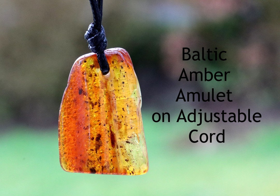 Protection Amulet Pendant / Handmade Amber Amulet for Luck / Adjustable ...