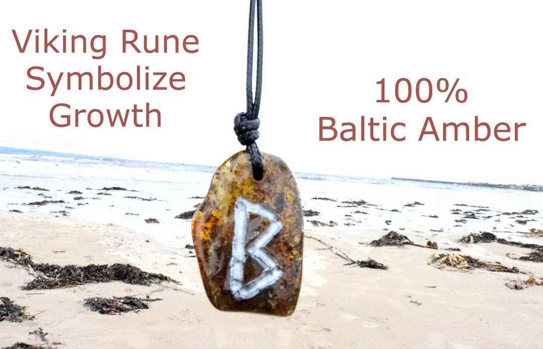 Viking Amber Rune Amulet Pendant Growth Symbol / Pure Amber Amulet ...