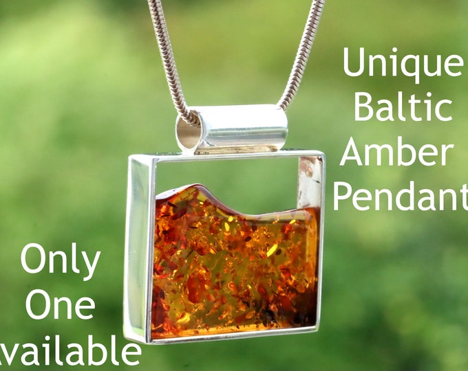 Unique Geometric Baltic Baltic Amber Pendant on Sterling Silver ...