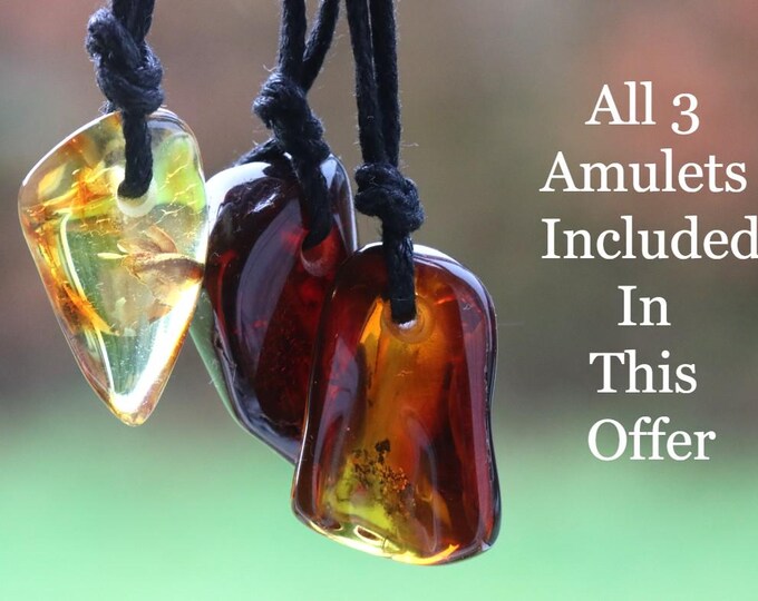 All 3 Amulets Included in This Offer / Natural Handmade Amber Pendants ...