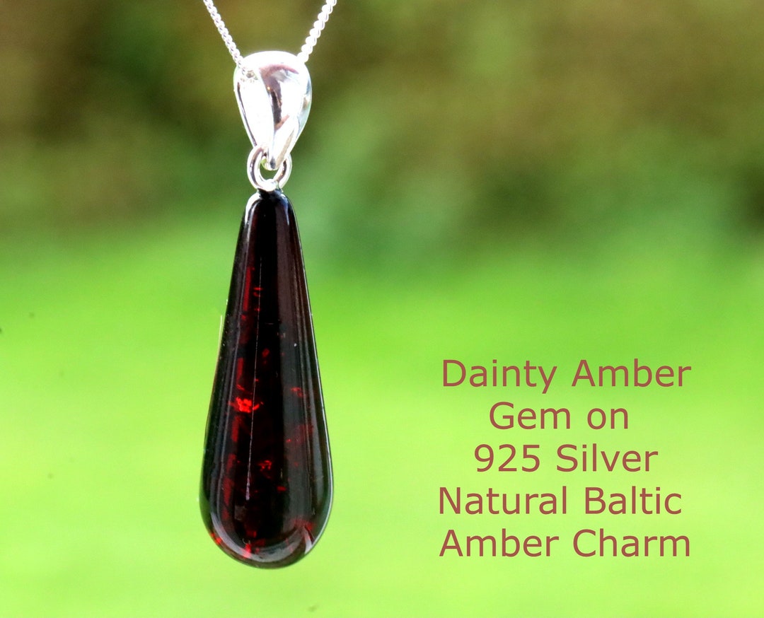Baltic Amber Jewelry Classic Tear Drop Cherry Pendant Gift / Dainty ...