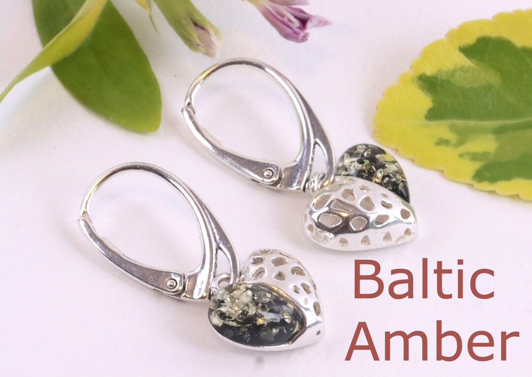 Cupid Heart Earring Valentine's Day Gift Baltic Amber Heart Earrings on ...