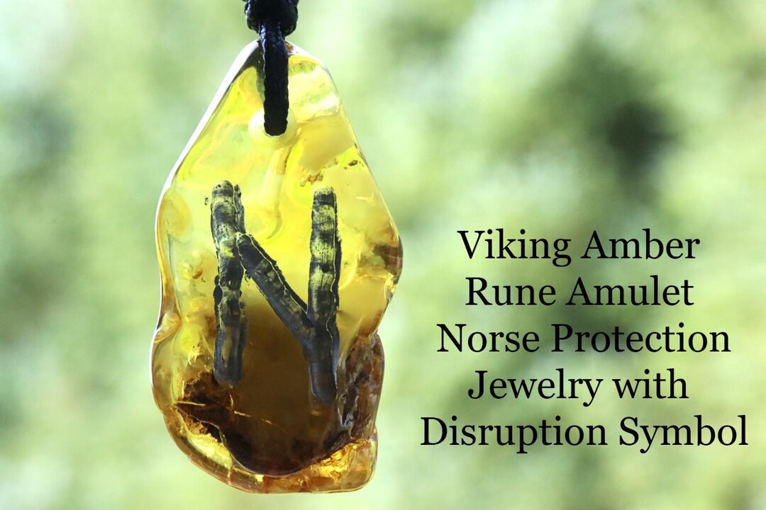 Viking Amber Rune Amulet – Norse Protection Jewelry With Disruption ...