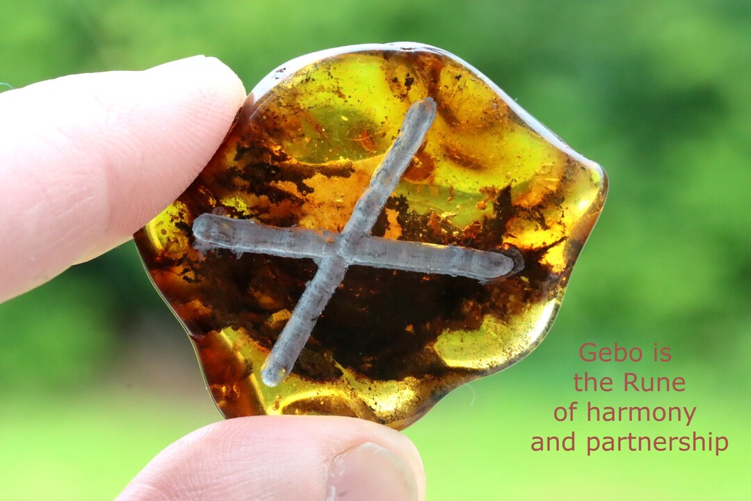 Baltic Amber Nordic Rune Symbol of Partnership / Healing Energy Amber ...