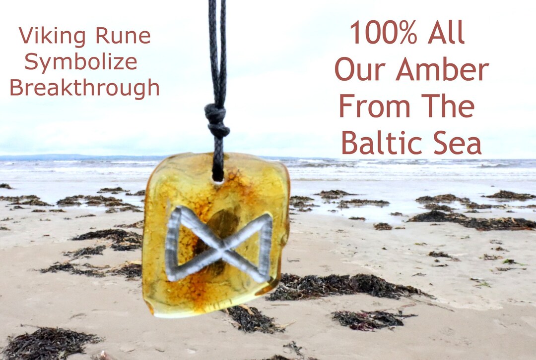 Viking Amber Rune Amulet Pendant Breakthrough Symbol / Genuine - Etsy