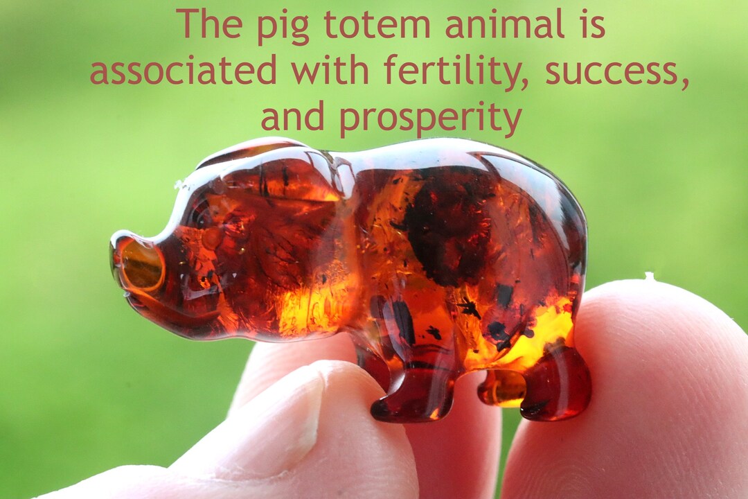 Unique Pig Figurine of Hand Carved Amber Gemstone / Baltic Amber Pig ...