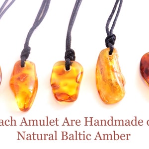 Amber Amulet Gift for Wellness / Natural Jewelry / Polished Tumbled Gem ...
