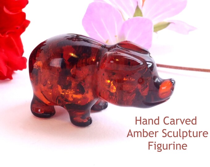 Unique Pig Figurine of Hand Carved Amber Gemstone / Baltic Amber Pig ...