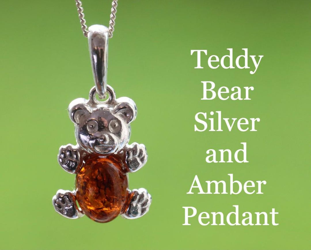 Cute Teddy Bear Pendant on Sterling Silver / Animal Pendant / Bear ...