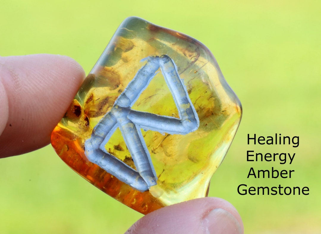 Growth Symbol Viking Amber Rune / Healing Energy Amber Gemstone ...
