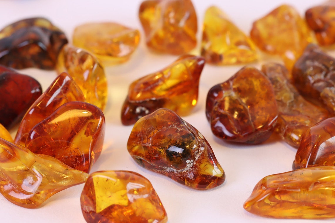 10 pieces Amber Tumbled Stone / Polished Amber Gems / Average | Etsy