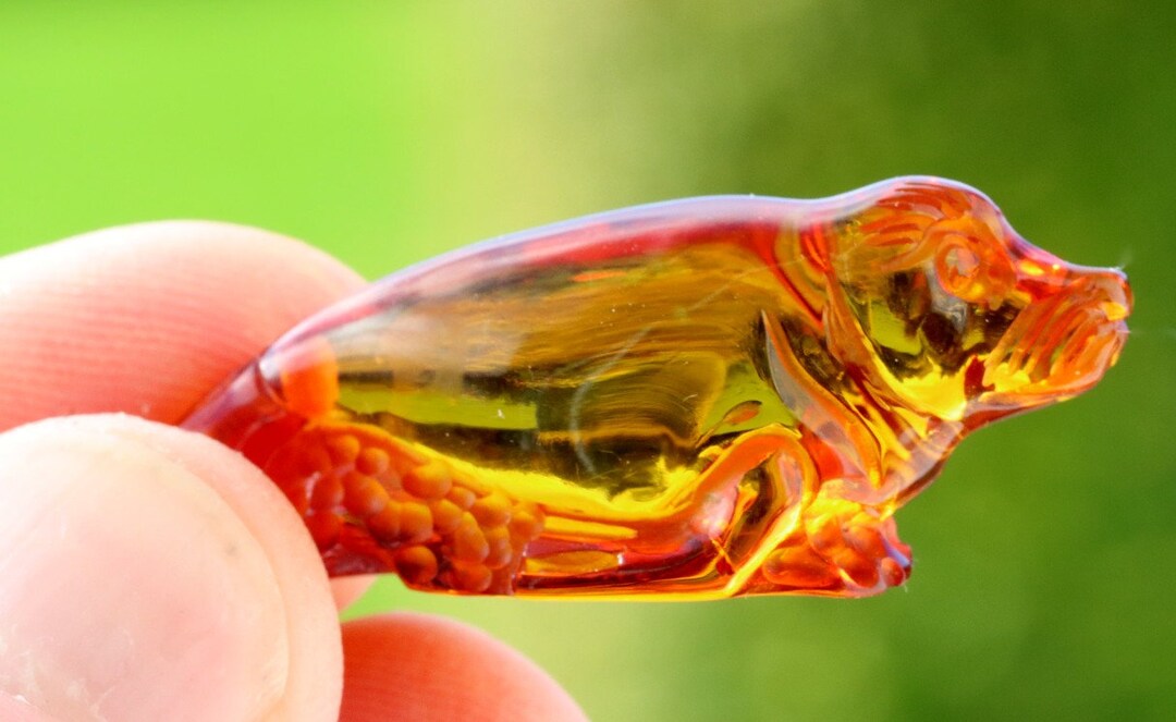 Hand Carved Sea Animal Figurine / Baltic Amber / Miniature Amber ...