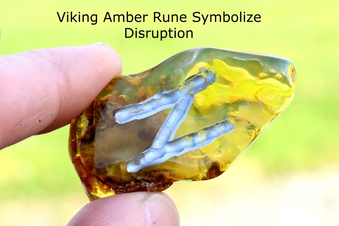 Viking Amber Rune Symbolize Disruption / Norse Protection Jewelry ...